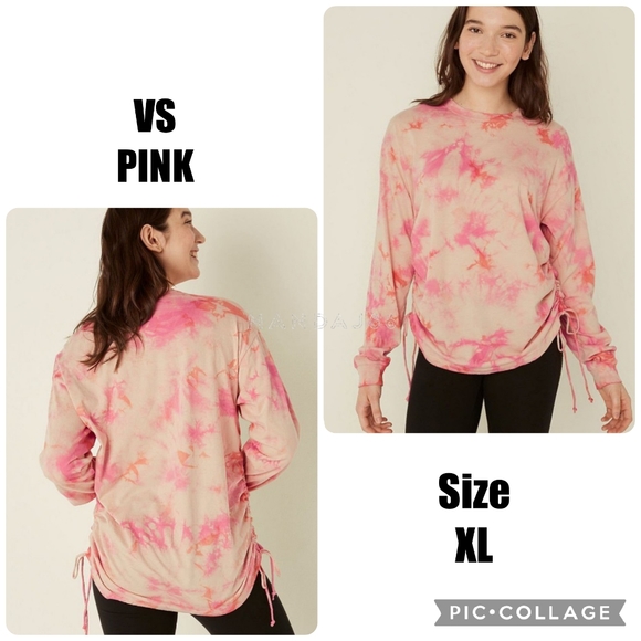 PINK Victoria's Secret | Tops | Vs Pink Pink Cloudy Tie Dye Long Sleeve ...